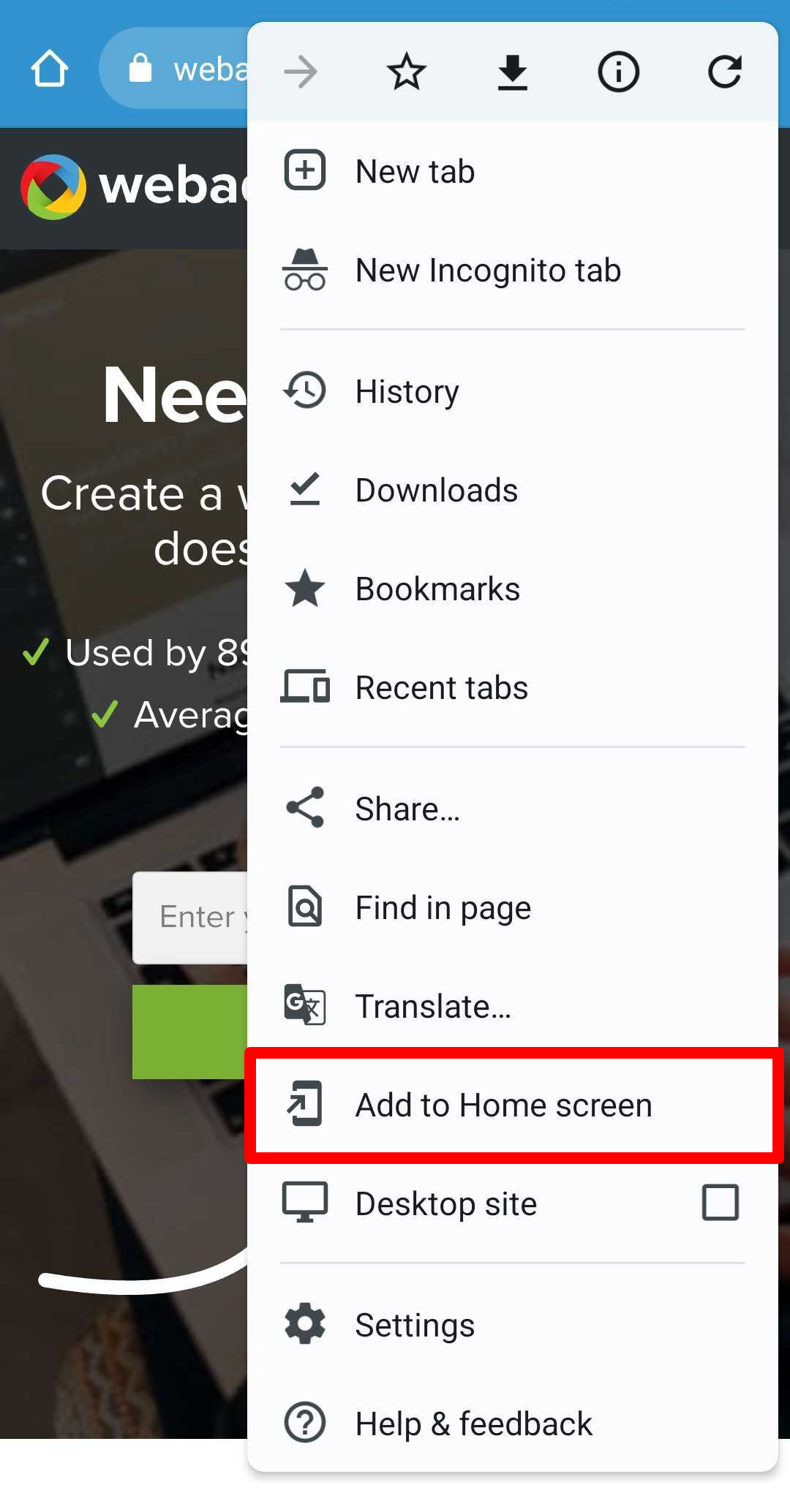 Can I use Webador as an app? – Help Center | Webador.com