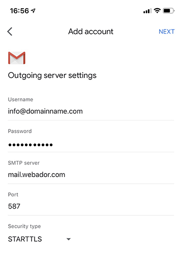 Set up a mailbox in the Gmail app (iOS) – Help Center | Webador.com