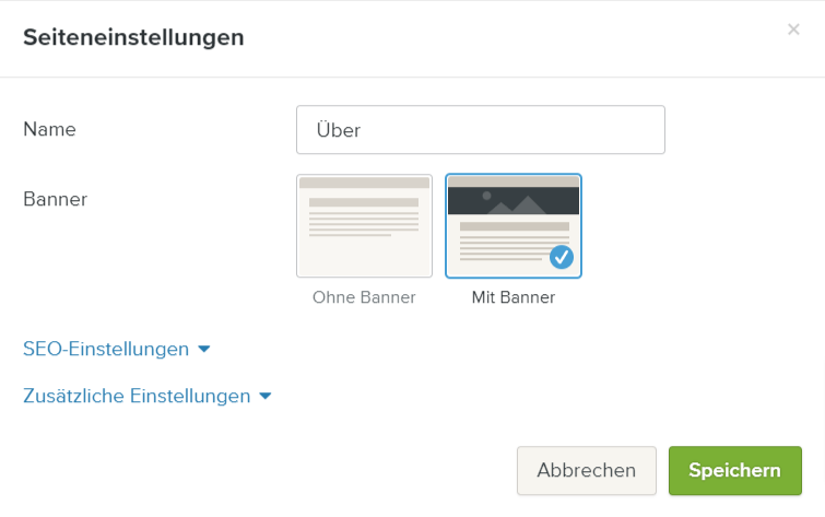Banner löschen und hinzufügen – Hilfezentrum | Webador.de