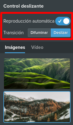 Presentación de diapositivas en el banner – Centro de ayuda | Webador.es