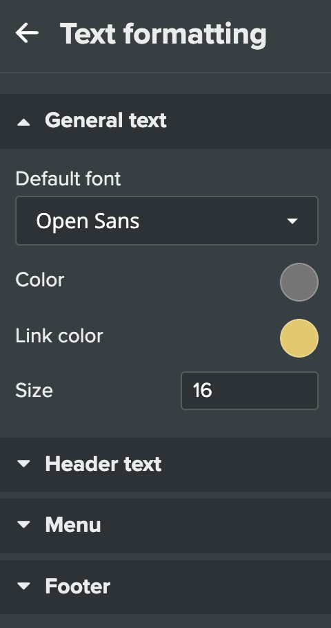 How to customize a Design's text formatting – Help Center | Webador.com